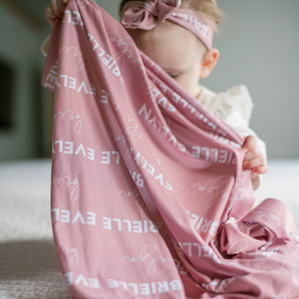 Baby Name Swaddle with Two Names Personalized Jersey Swaddle – The ...