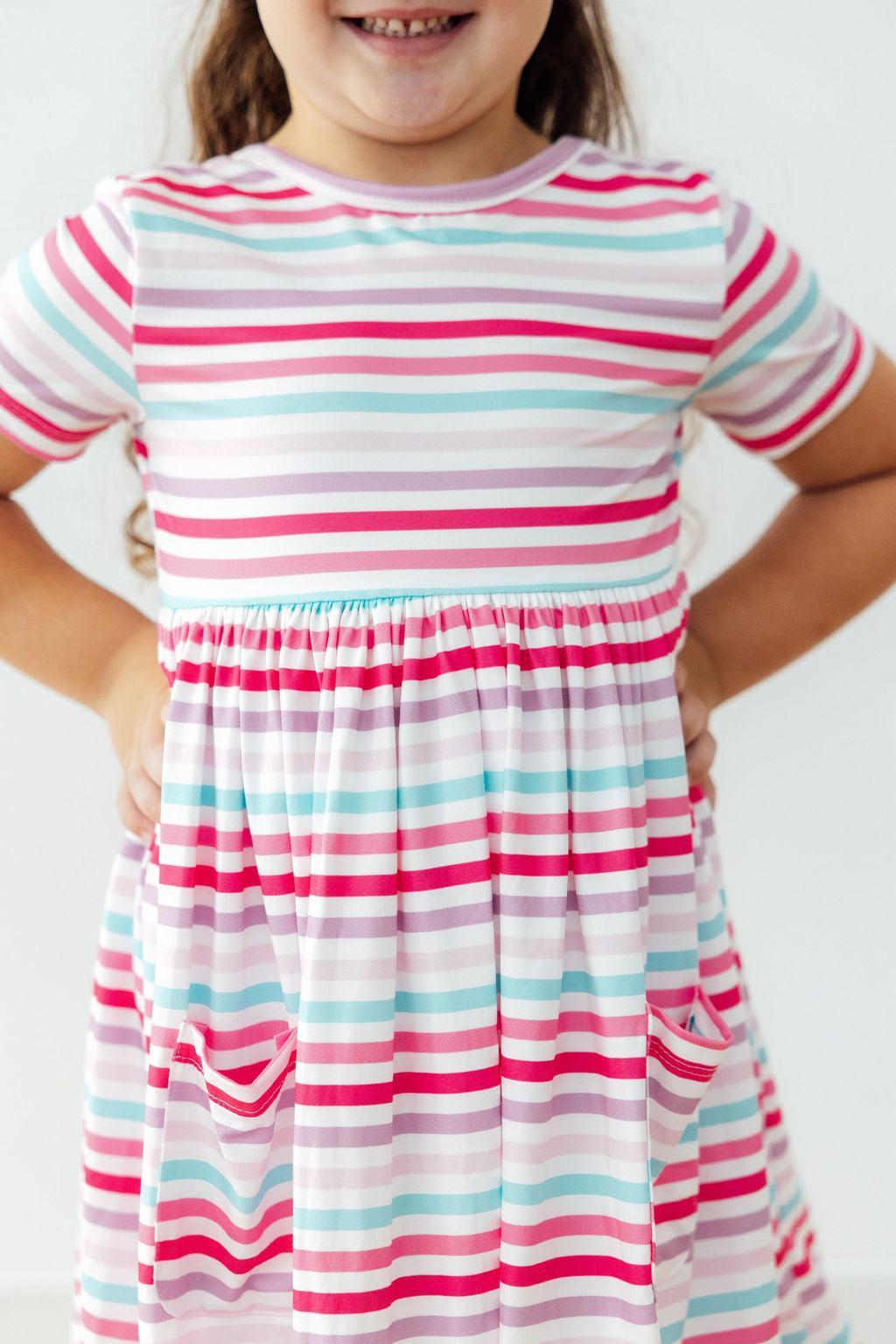 Pastel Stripes S/S Pocket Twirl Dress – The Little Lemons Company
